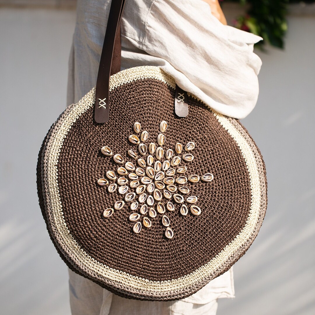 Totebag Raffia Beach Bag With Natural Seashell Decor - Etsy