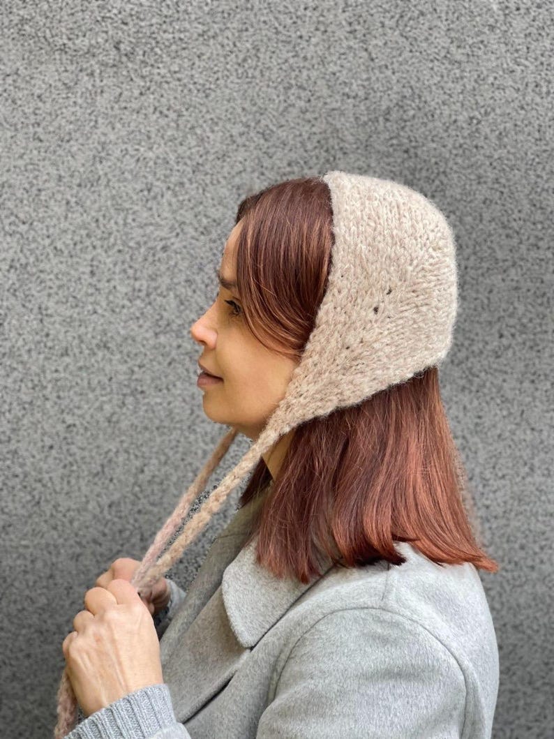 Hand Knit Bow Tie Bonnet for Adults; Retro Skating Hat - Etsy