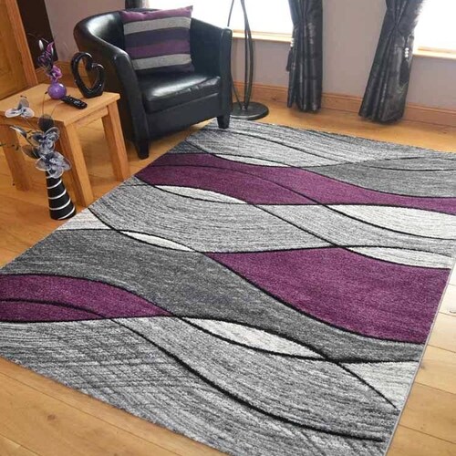 Living Room Rugs Mat Grey Red Wave Design - Etsy UK