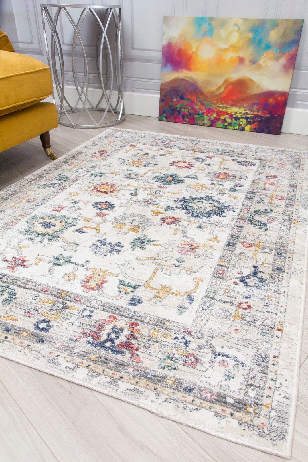 Faded Distressed Natural Cream Living Room Rug - Etsy UK