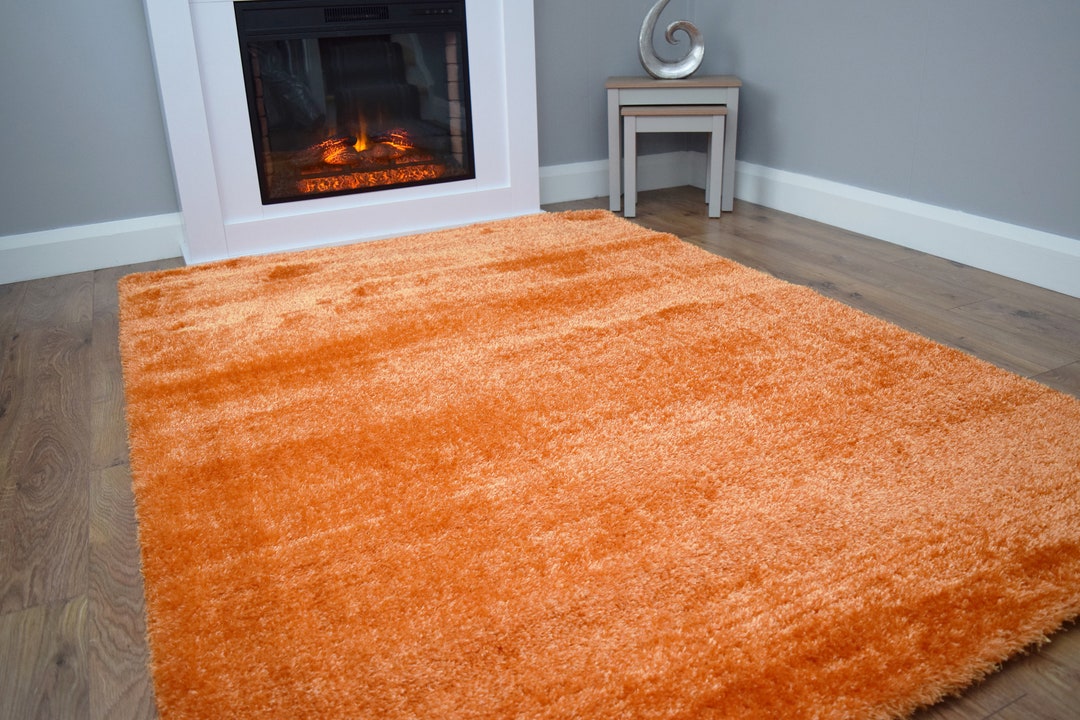 Soft Bright Orange Shaggy High Pile Rug for Living Room Mat - Etsy