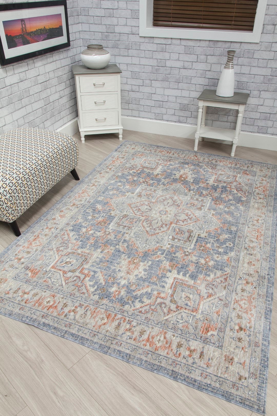 Recycled Rug Large Small Living Room Mat Blue Terracotta - Etsy UK