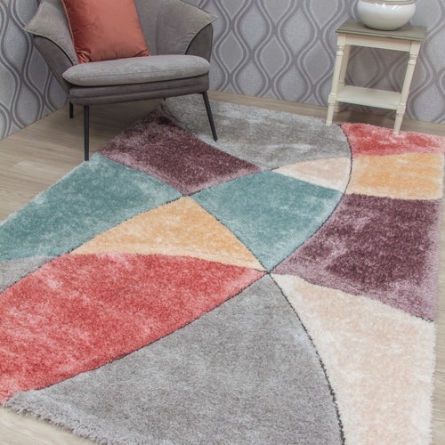Large Living Room Rug Mat Pastel Bloom Design - Etsy