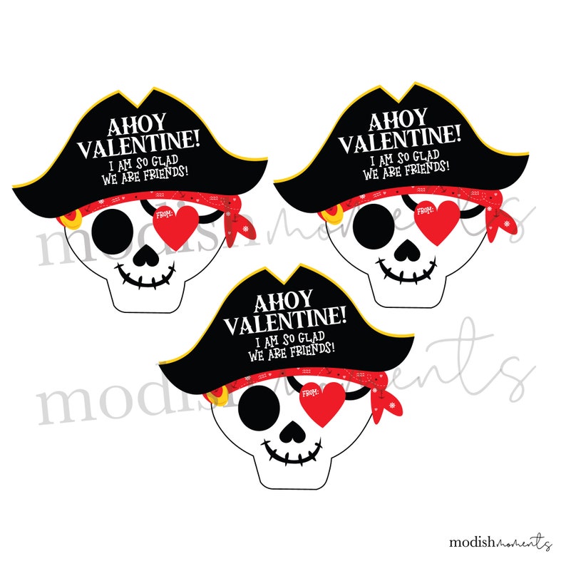 Pirate Food Valentine Tags, Ahoy Valentine!, Children's Valentines ...