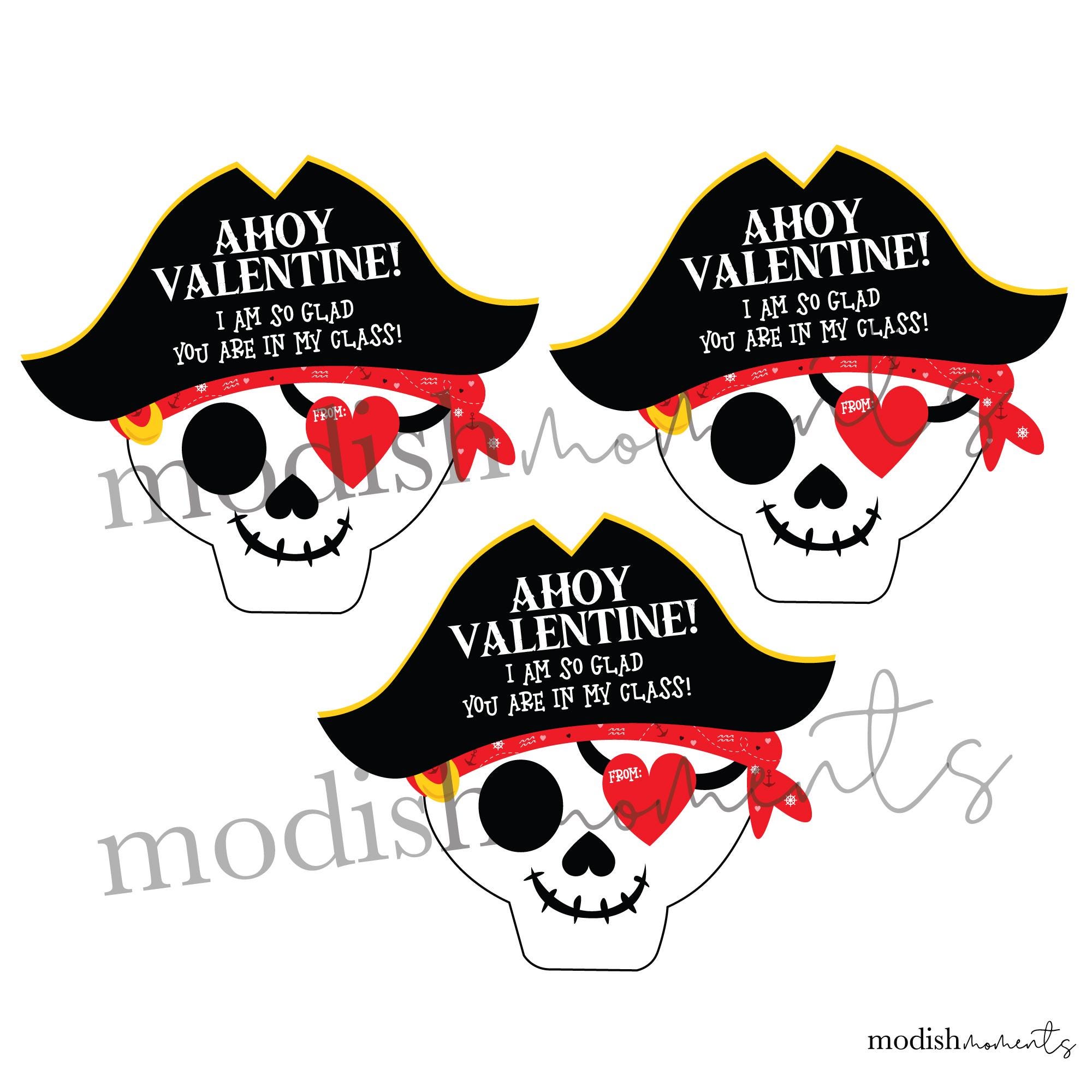 Pirate Food Valentine Tags, Ahoy Valentine!, Children's Valentines ...