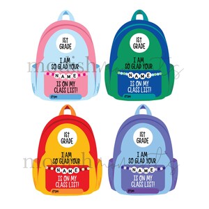 First Day of School, I Am so Glad Your Name is on My Class List ...