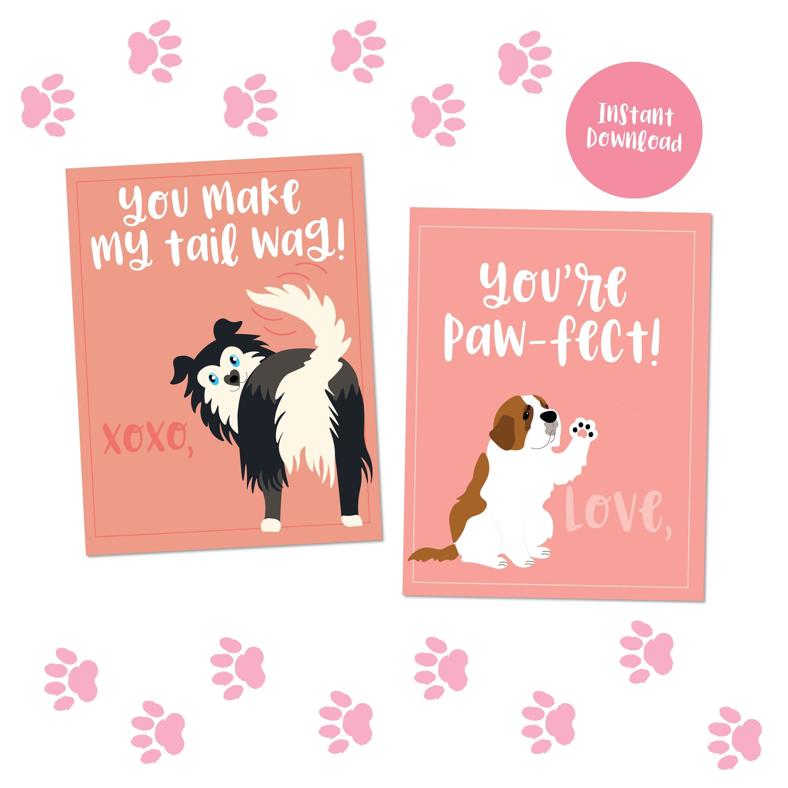 Dog Valentine Cards Classroom Valentines, Puppy Valentine Card, Dog ...