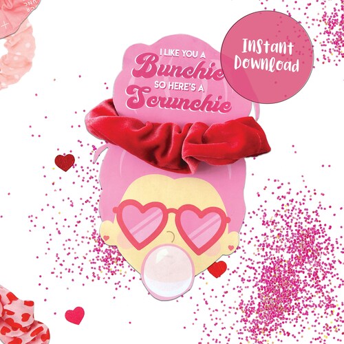 Valentine's Day Valentine Tag Scrunchie Valentine Class - Etsy