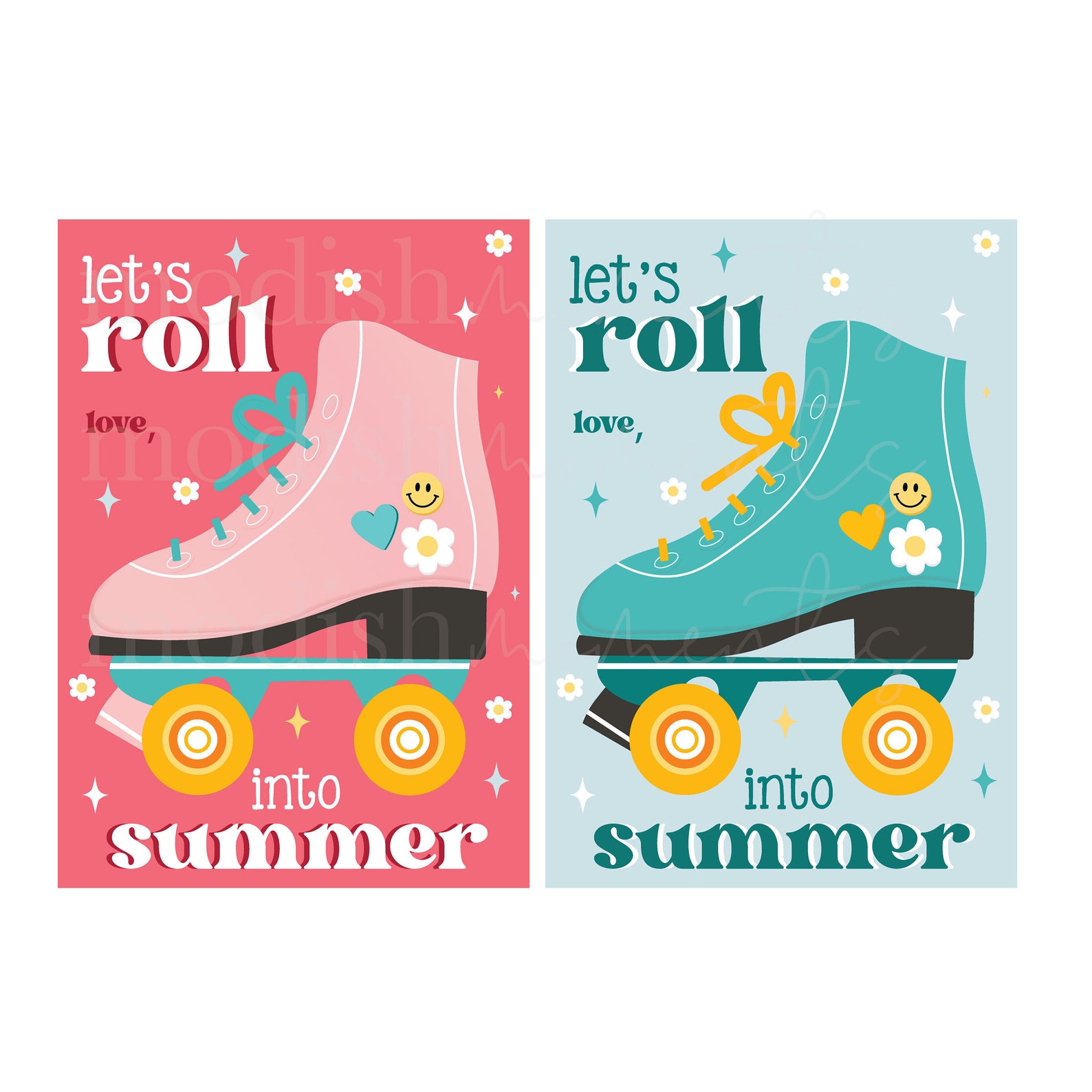 Retro Roller Skate, Treat Holder Printable Cards, Last Day of School ...