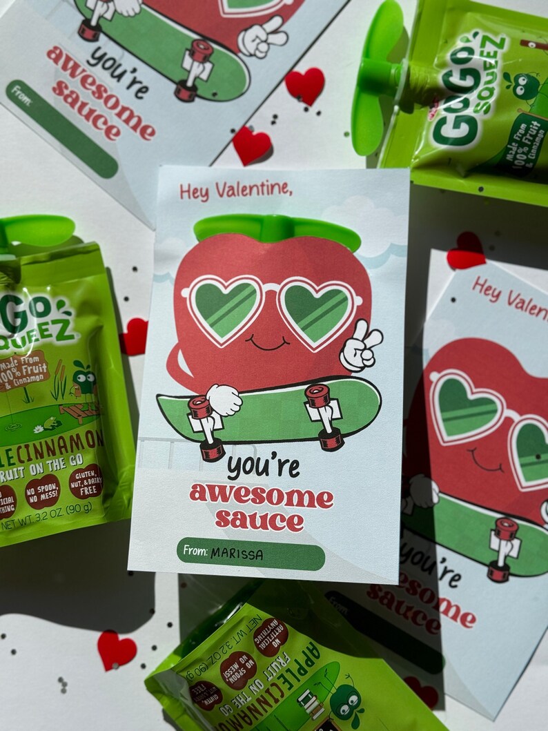 Applesauce Valentine's Day Tags, Awesome Sauce, Kids Classroom ...