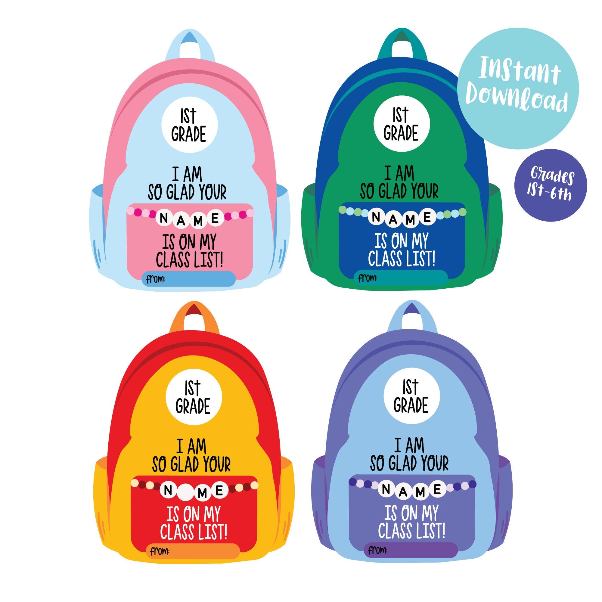 First Day of School, I Am so Glad Your Name is on My Class List ...