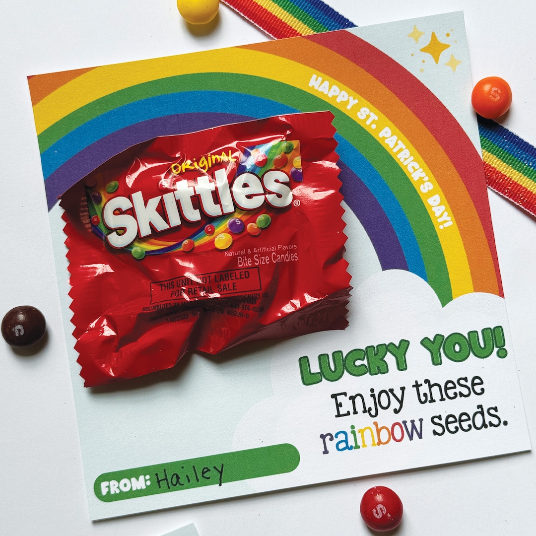St. Patrick's Day Printable Tags, Rainbow Seeds Tag, Rainbow Candy Gift ...