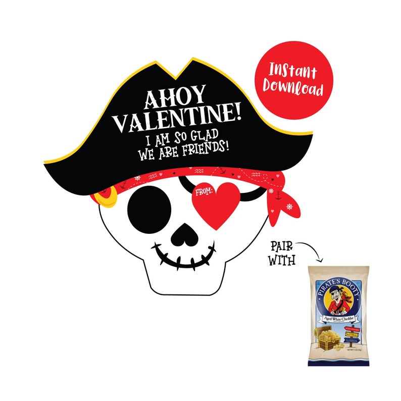 Pirate Food Valentine Tags, Ahoy Valentine!, Children's Valentines ...