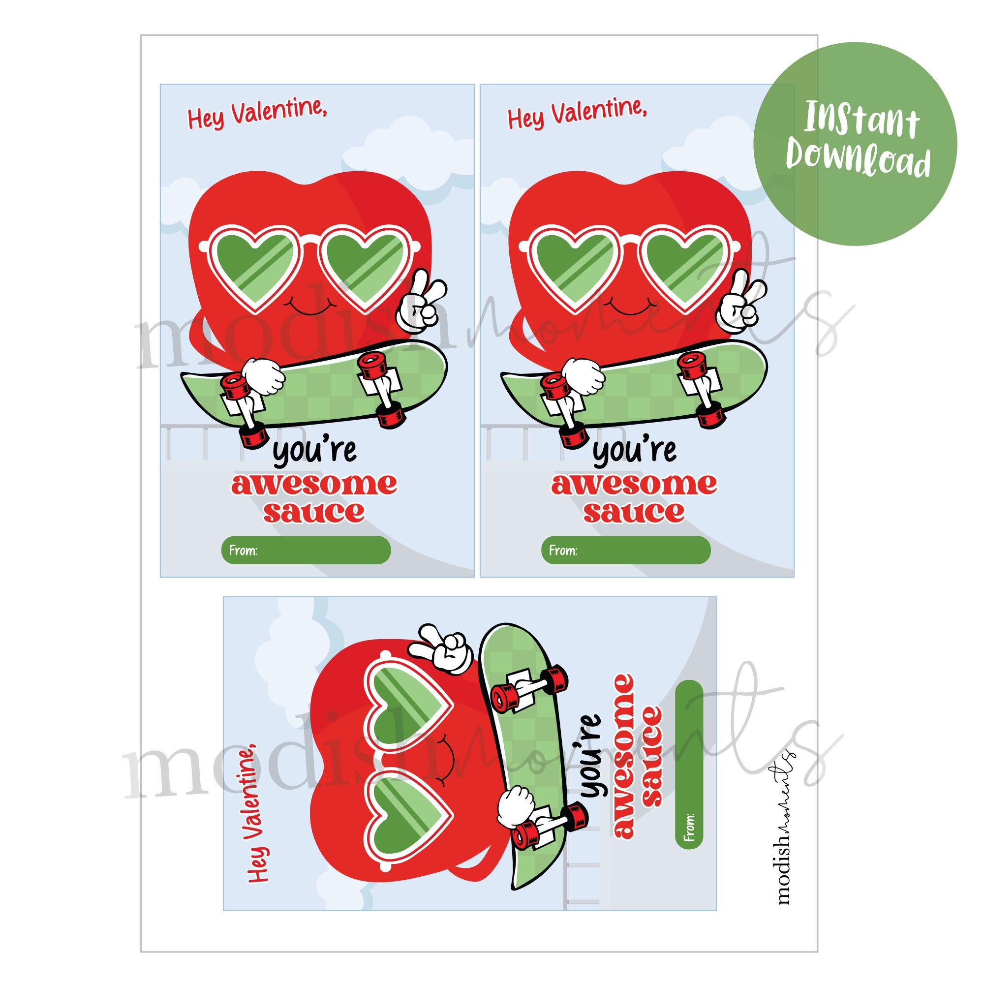 Applesauce Kids Valentine Printables, Awesome Sauce, Classroom ...