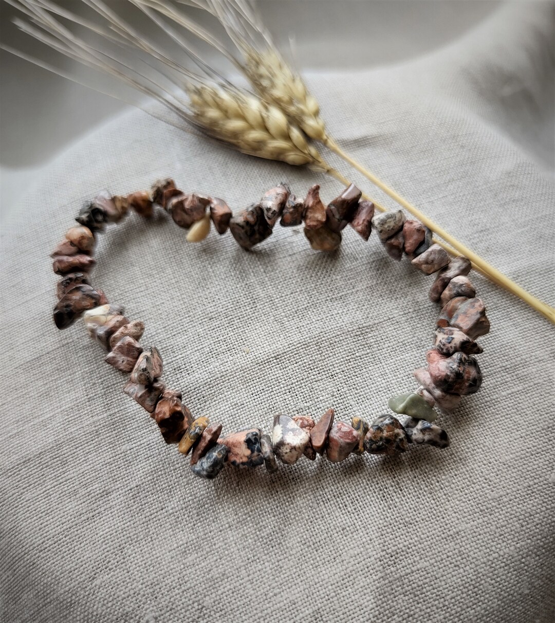Leopard Jasper Chips Bracelet Lithotherapy Natural Stones - Etsy