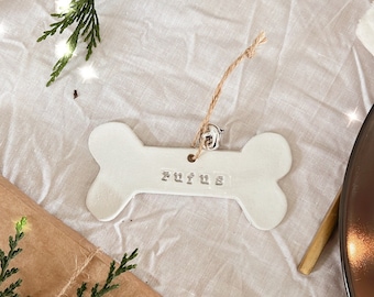 Personalised Dog Bone Clay Tree Decoration, Pet Christmas Decoration ...