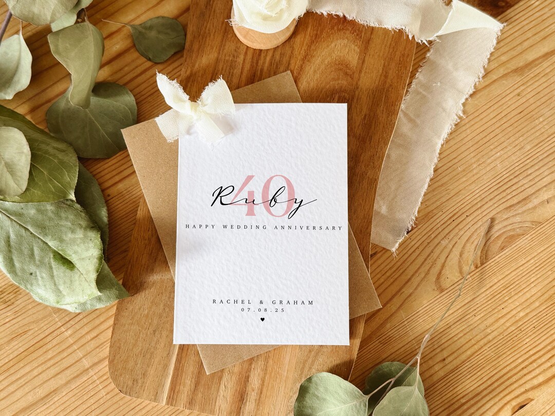 Personalised Ruby Anniversary Card, 40th Wedding Anniversary Card ...