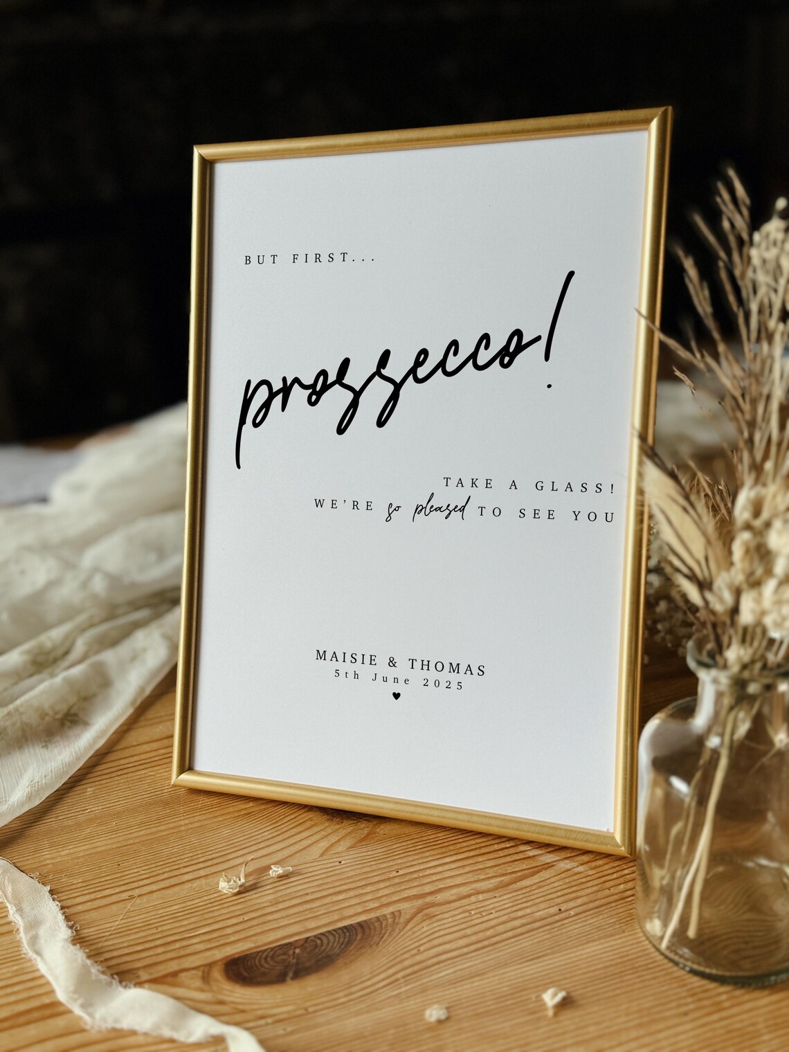 Prosecco Wedding Sign Print, Drinks Wedding Print, Printed Wedding ...