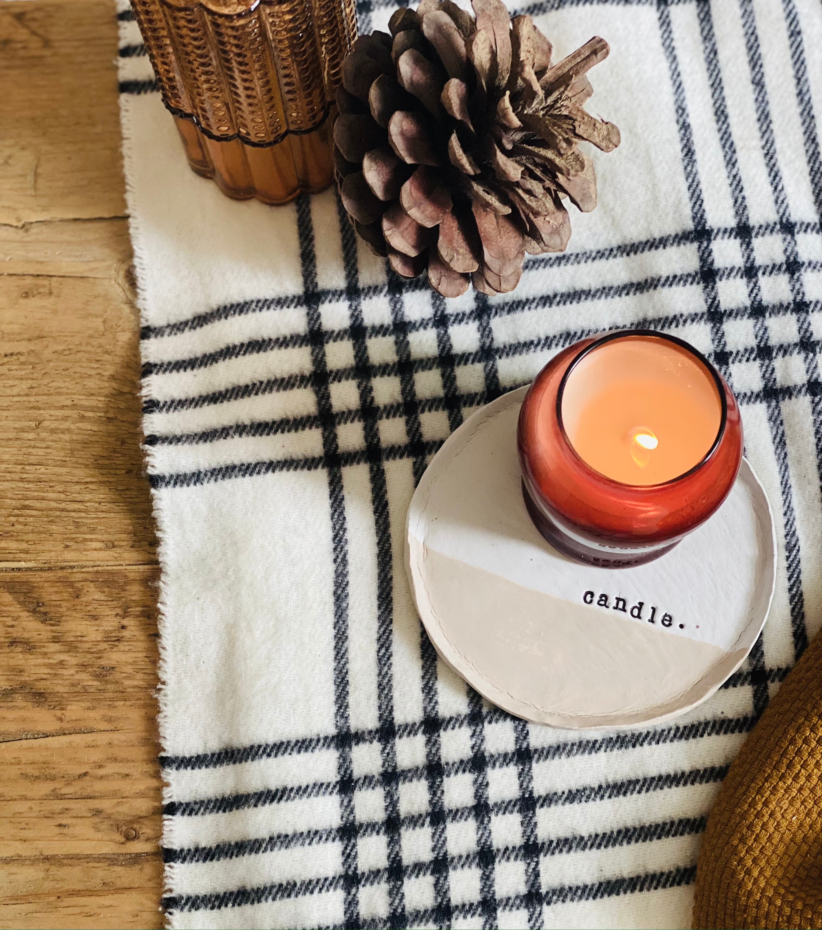 Personalised Candle Dish Gift Handmade Clay Candle Tray (personalised ...