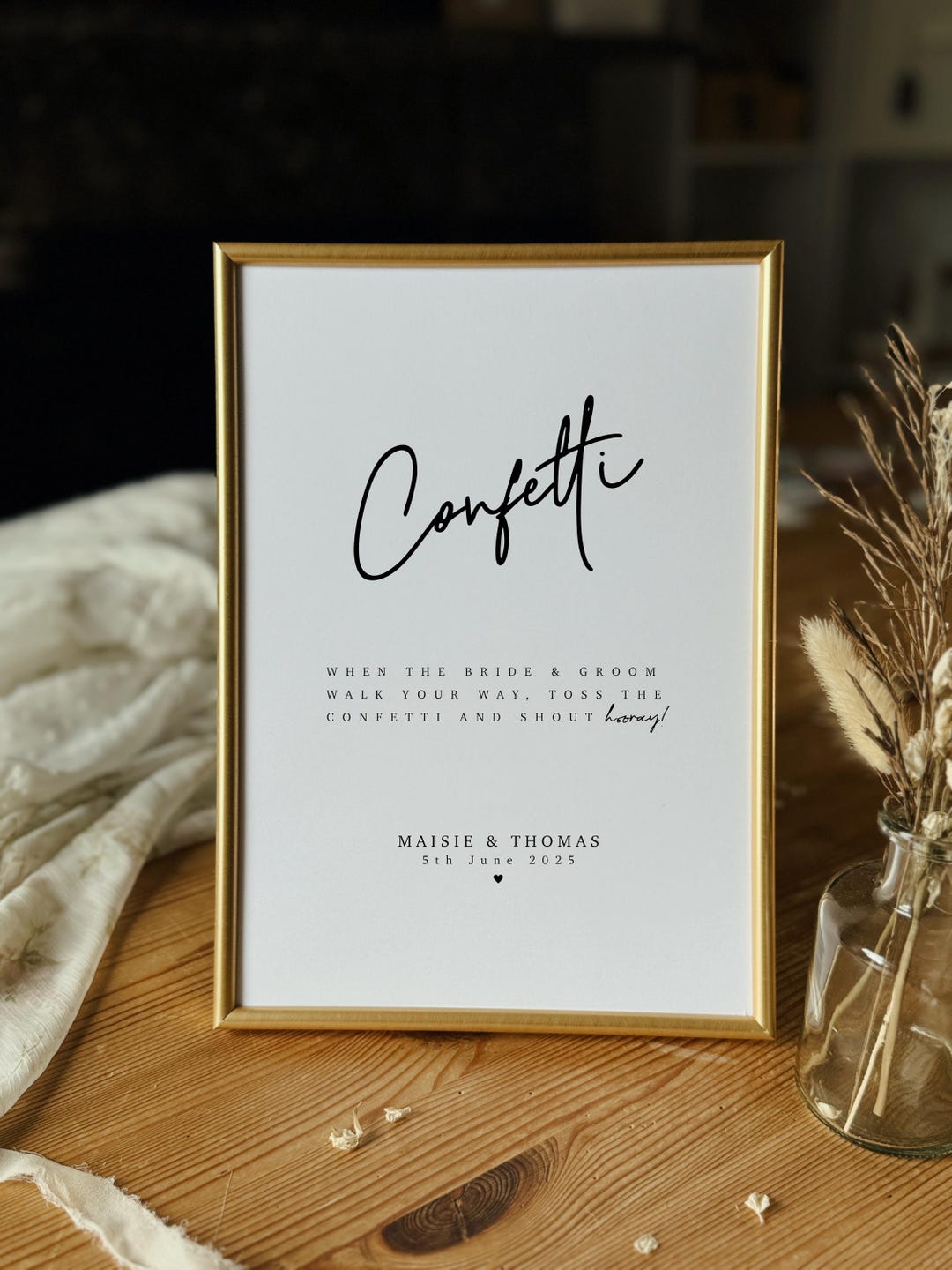 Confetti Wedding Sign Print, Wedding Print, Printed Wedding Signage ...