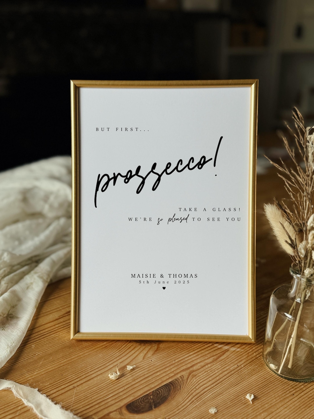 Prosecco Wedding Sign Print, Drinks Wedding Print, Printed Wedding ...