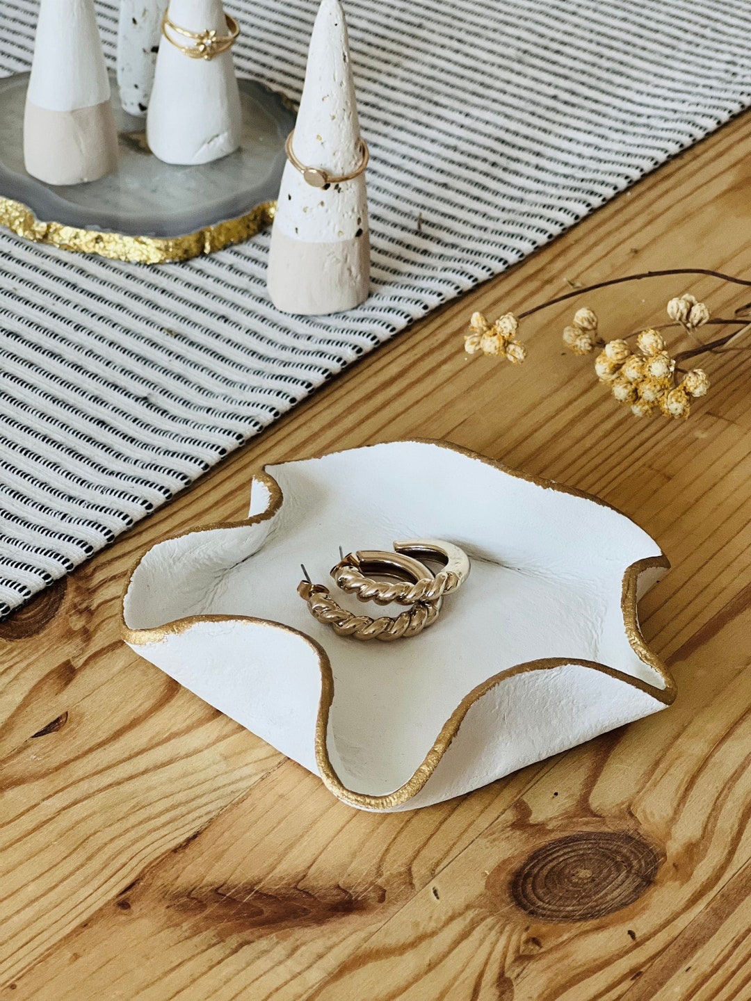 Sculptural Clay Trinket Dish Gift Handmade Jewellery Tray (personalised ...