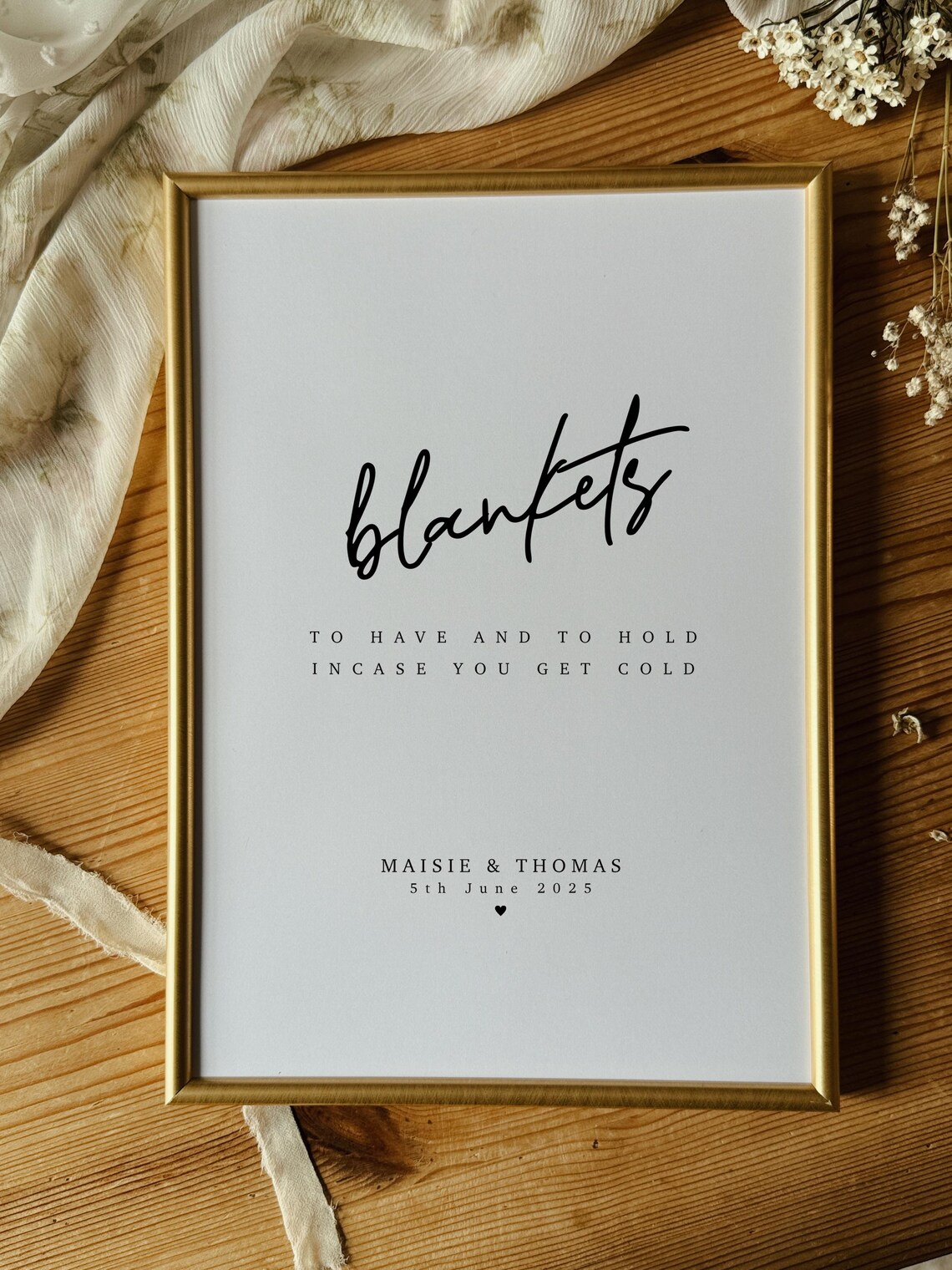 Blankets Wedding Sign Print, Wedding Print, Printed Wedding Signage ...