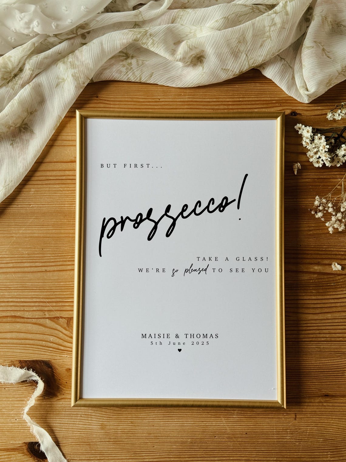 Prosecco Wedding Sign Print, Drinks Wedding Print, Printed Wedding ...