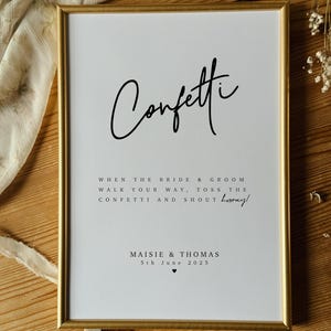 Confetti Wedding Sign Print, Wedding Print, Printed Wedding Signage ...