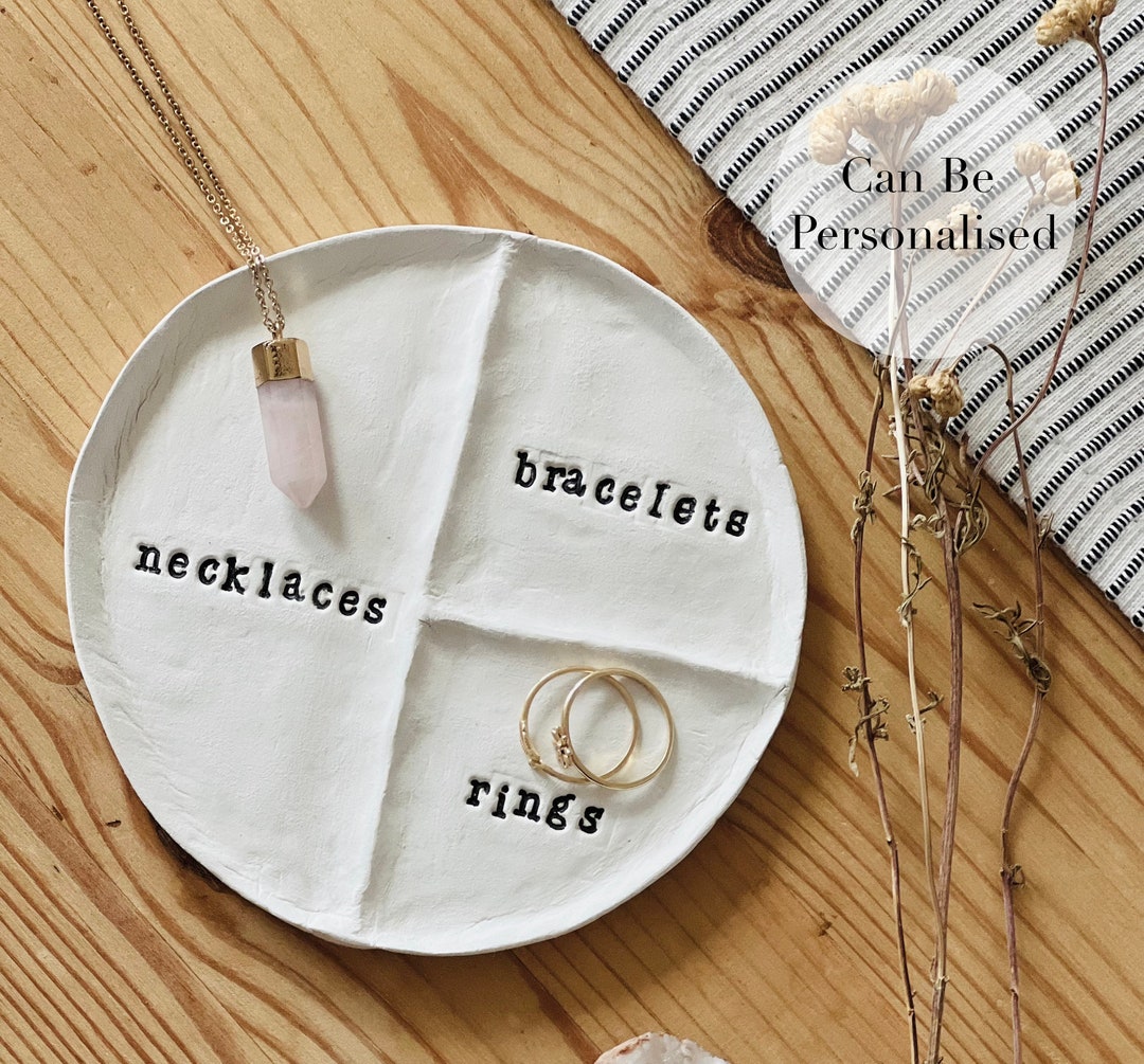 Trinket Dish Jewellery Organiser Gift Handmade Clay Jewellery Tray ...