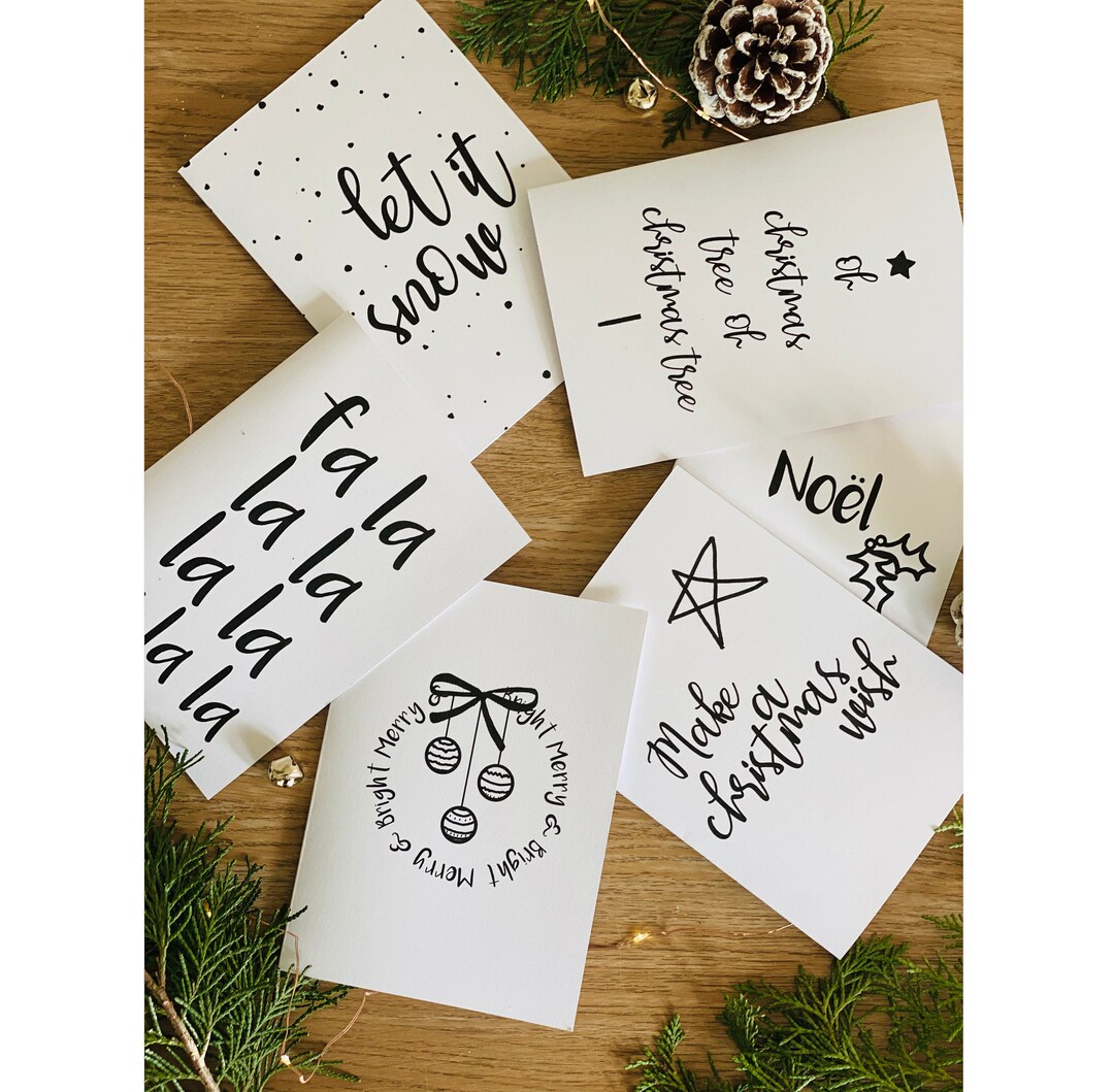 Christmas Card Set - Simple Cards Pack - Christmas - Festive Notecards ...