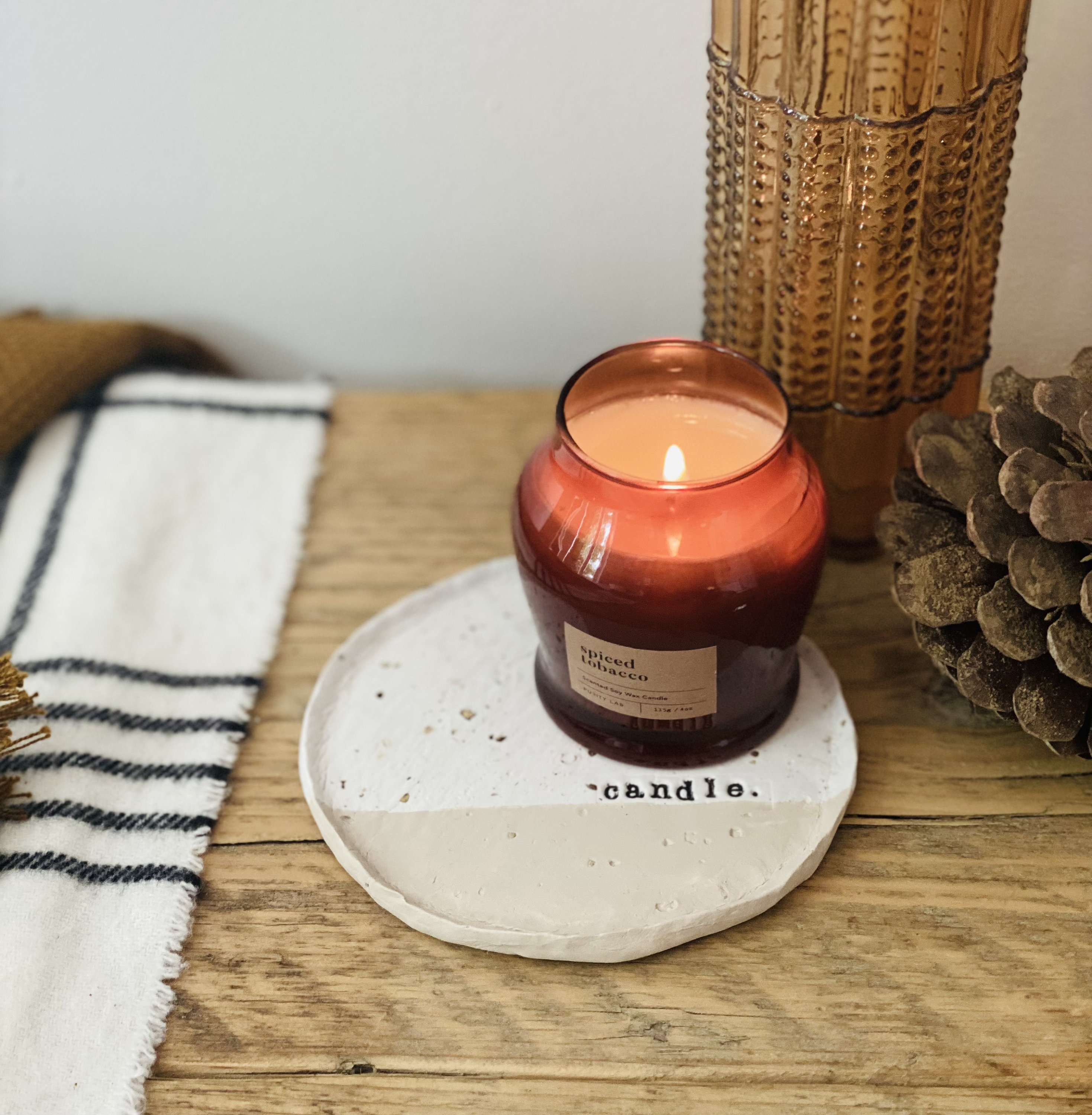 Personalised Candle Dish Gift Handmade Clay Candle Tray - Etsy