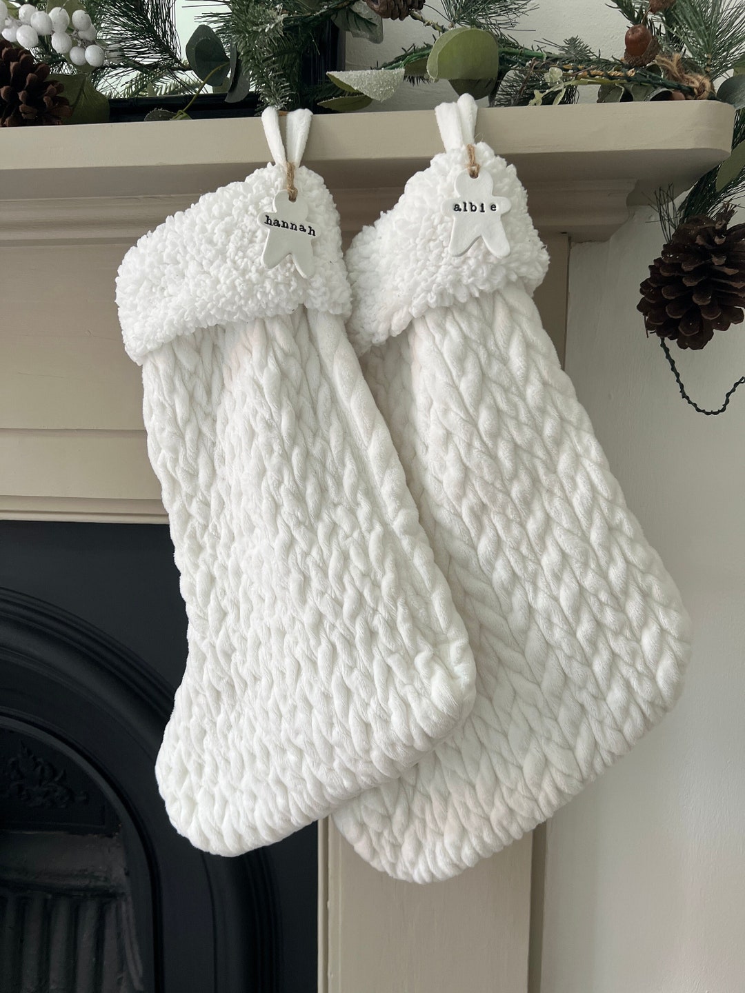 Personalised Christmas Clay Stocking Tags - Personalised Xmas Stocking ...