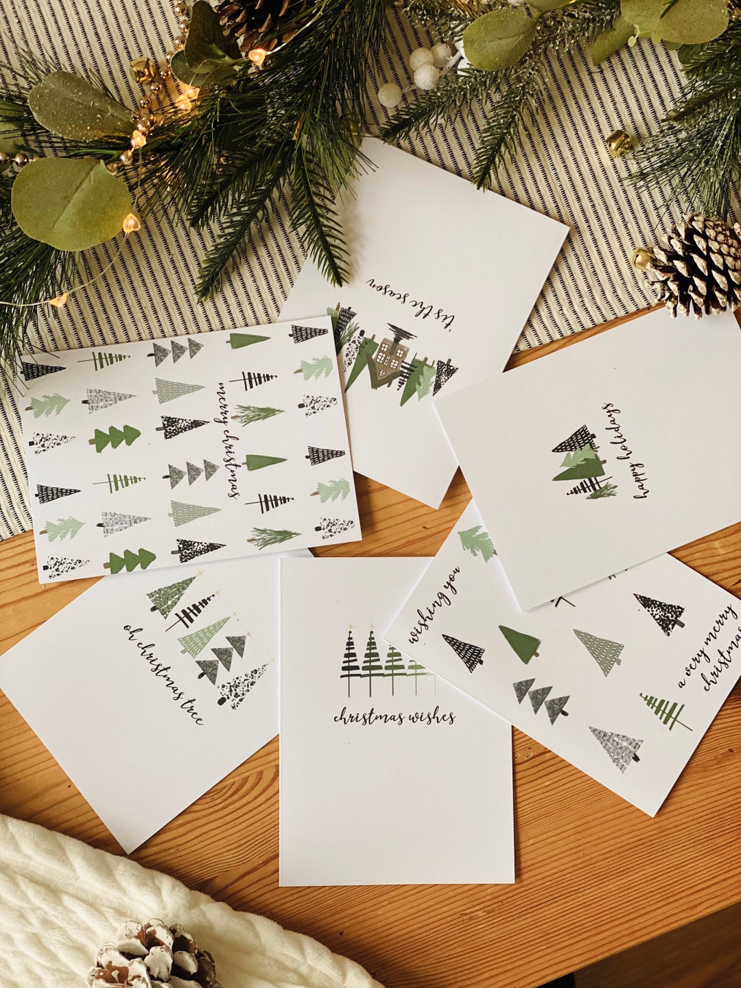 Christmas Card Set - Simple Cards Pack - Festive Notecards - Christmas ...
