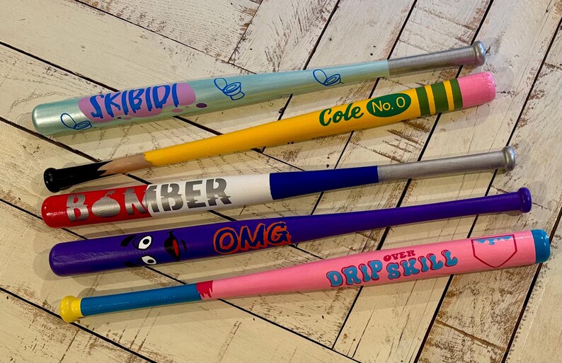 Pencil Mini Wooden Bat, Grimace / OMG Bat, Drip Over Skill Bat, Bomber ...