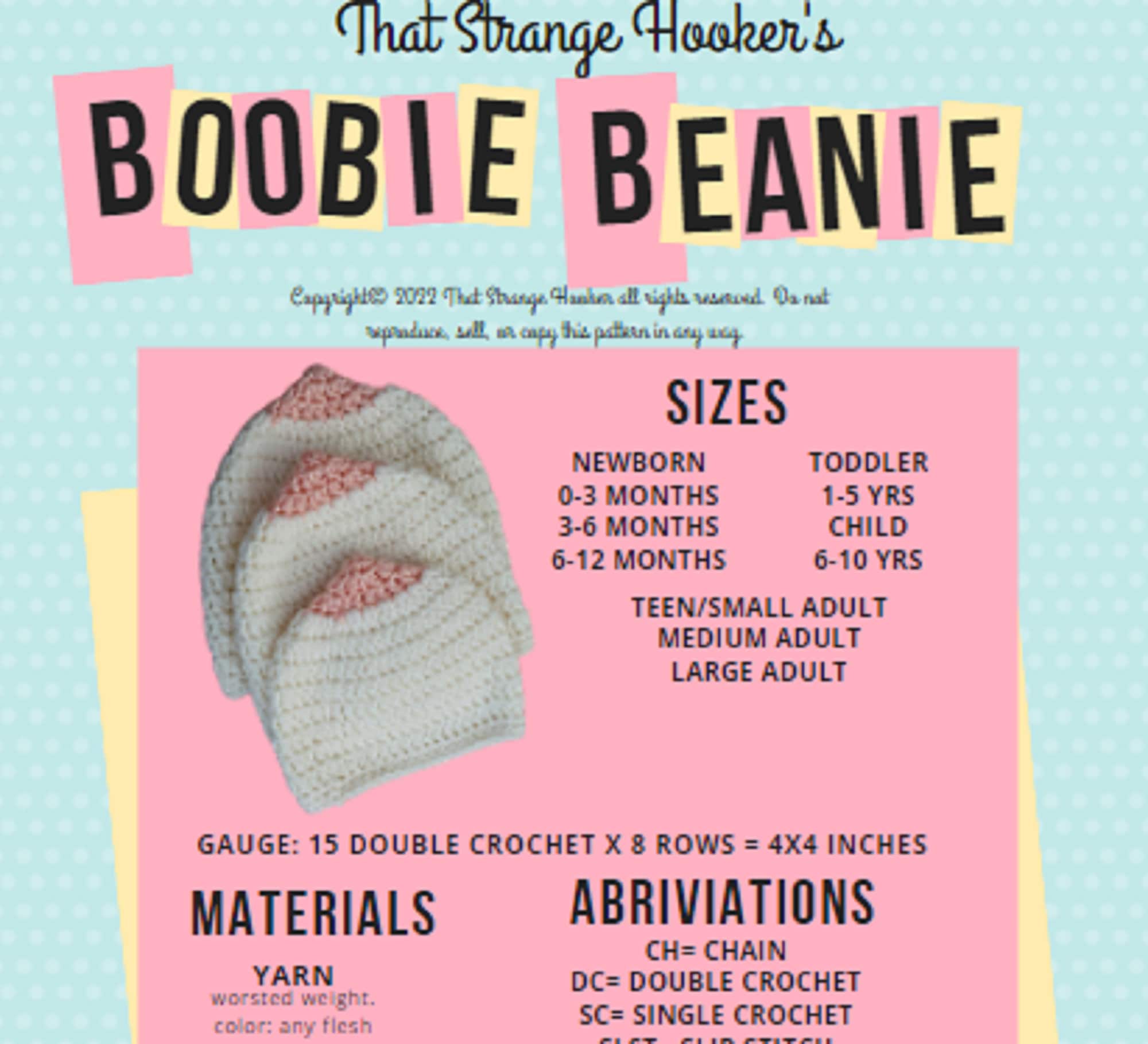 CROCHET PATTERN Boobie Beanie Pattern - Etsy
