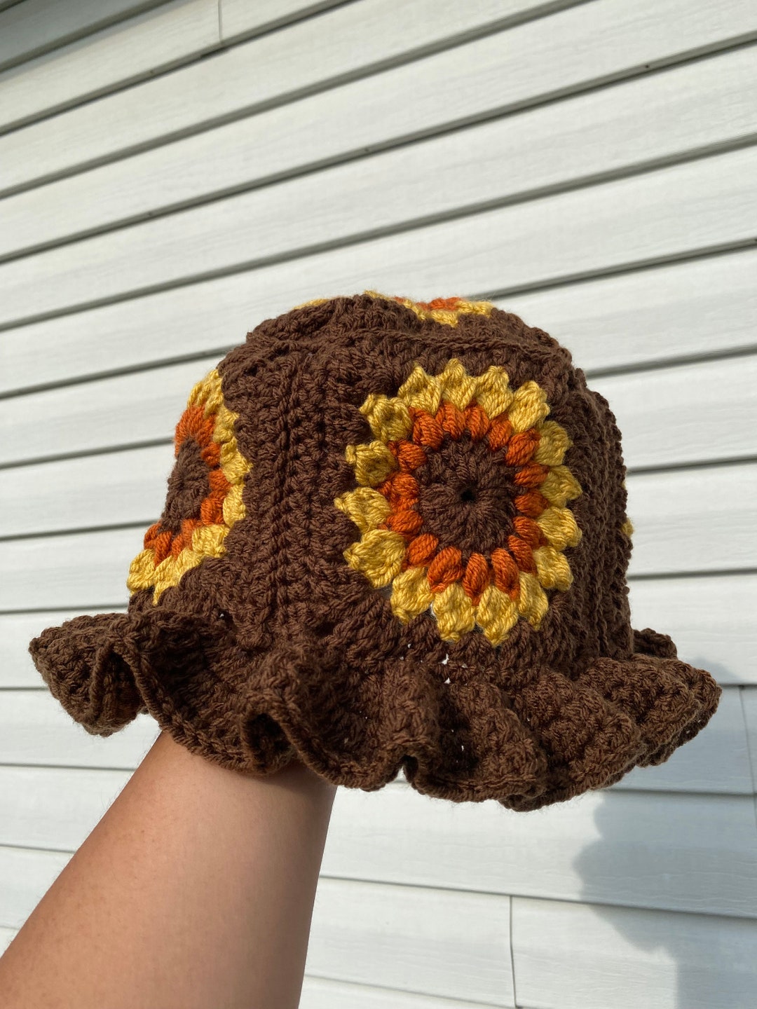 Crochet Sunflower Granny Square Bucket Hat - Etsy