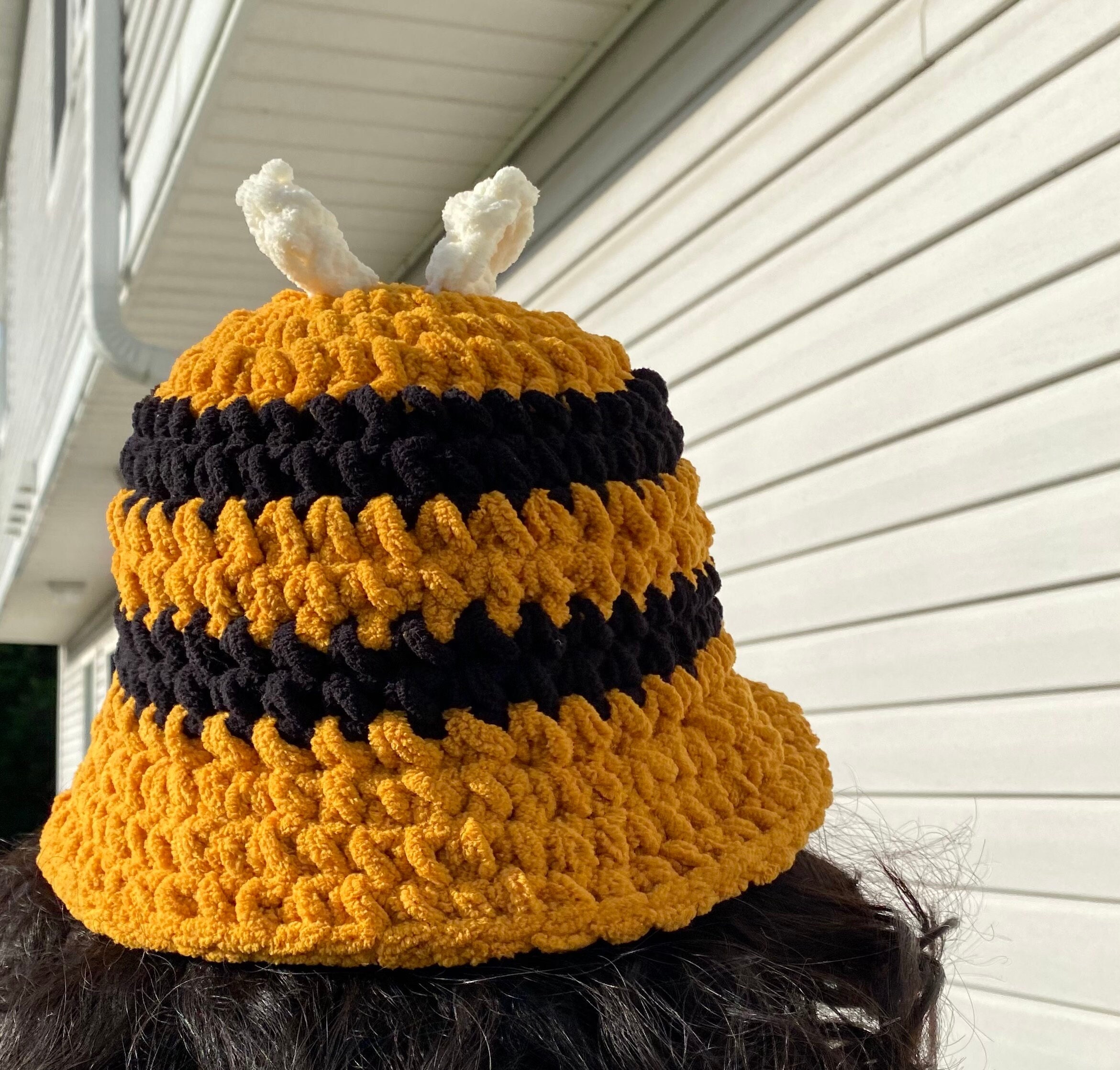 Crochet Puffy Bumblebee Bucket Hat - Etsy