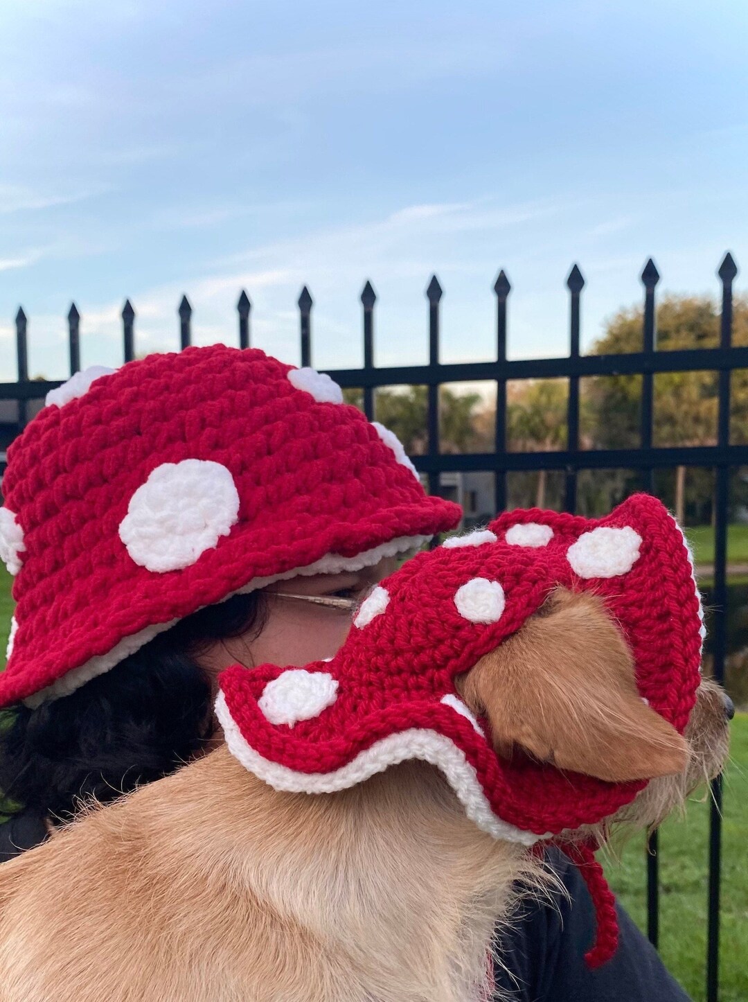 Matching Crochet Human Dog Hats W/ FREE Mini Sketch Portrait of Your ...