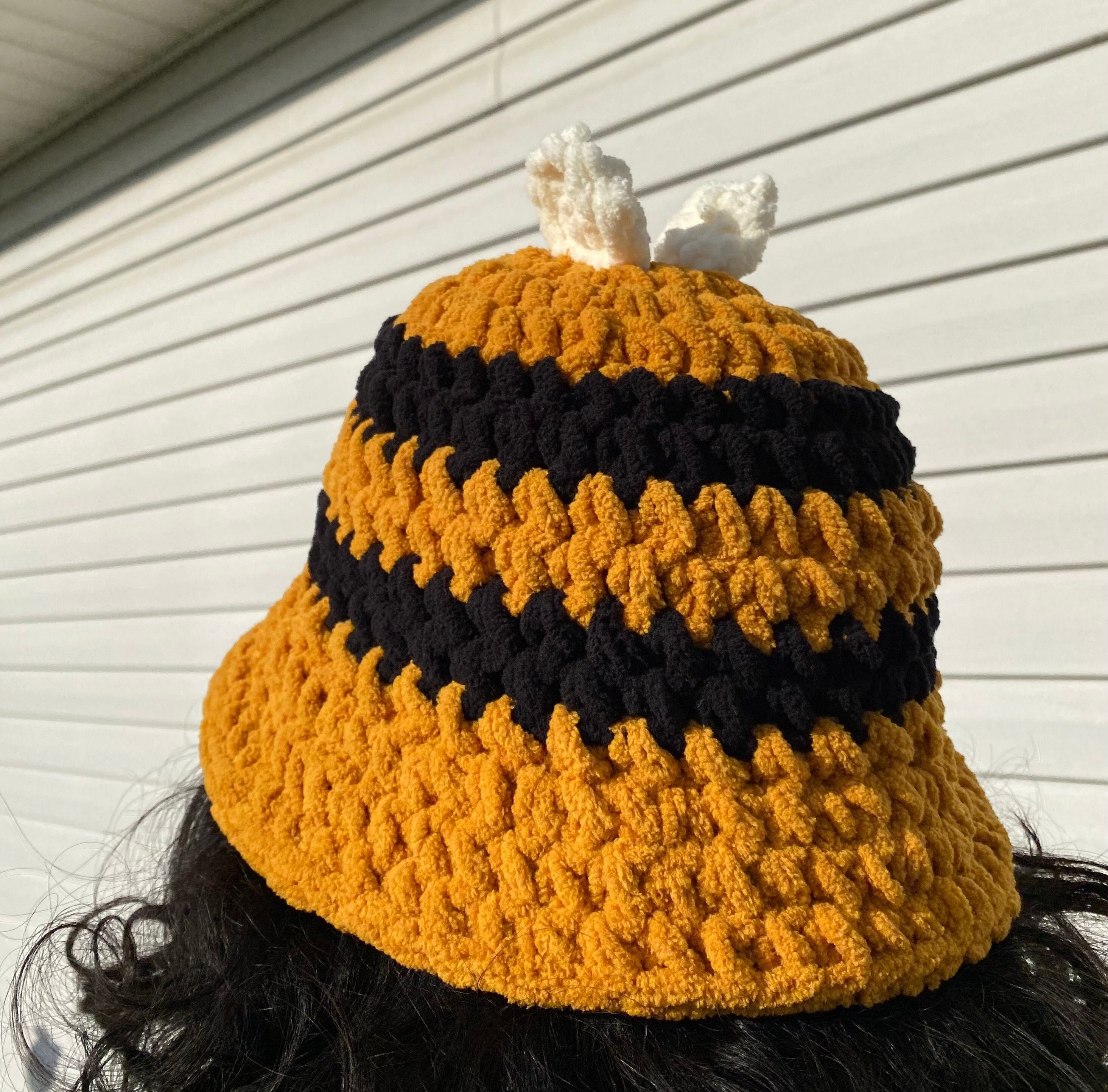 Crochet Puffy Bumblebee Bucket Hat - Etsy