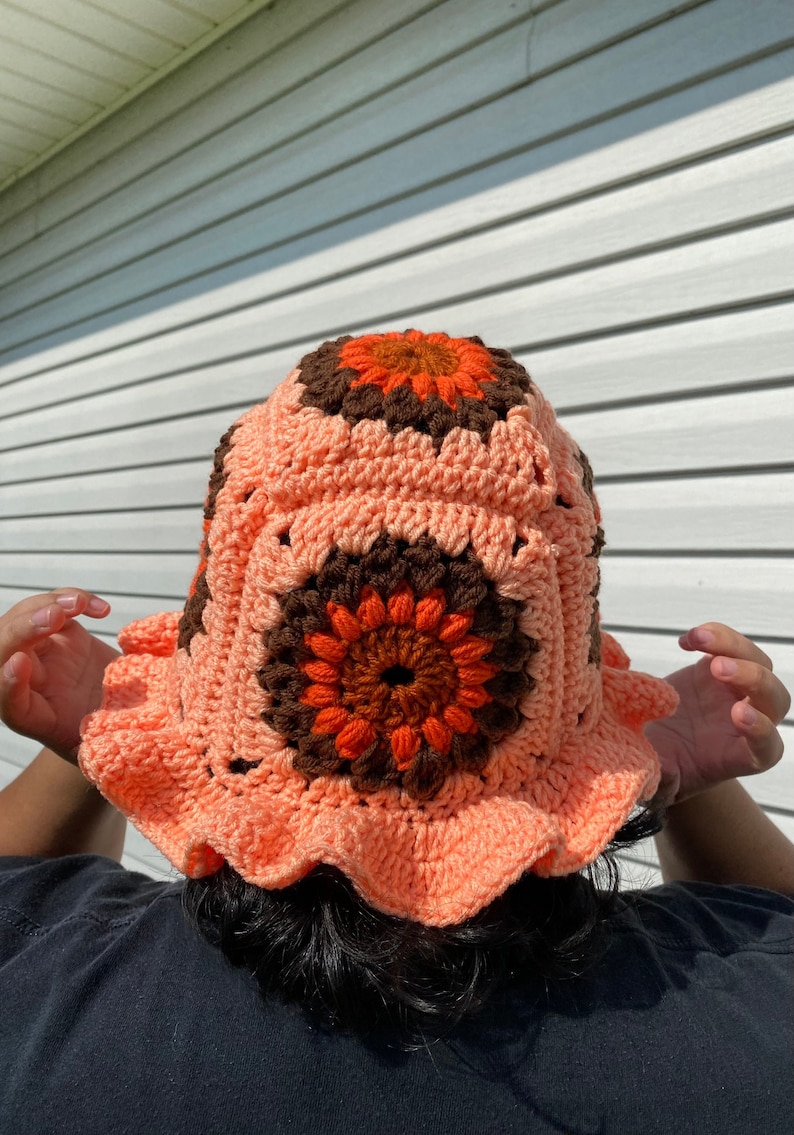 Crochet Sunburst Granny Square Bucket Hat - Etsy