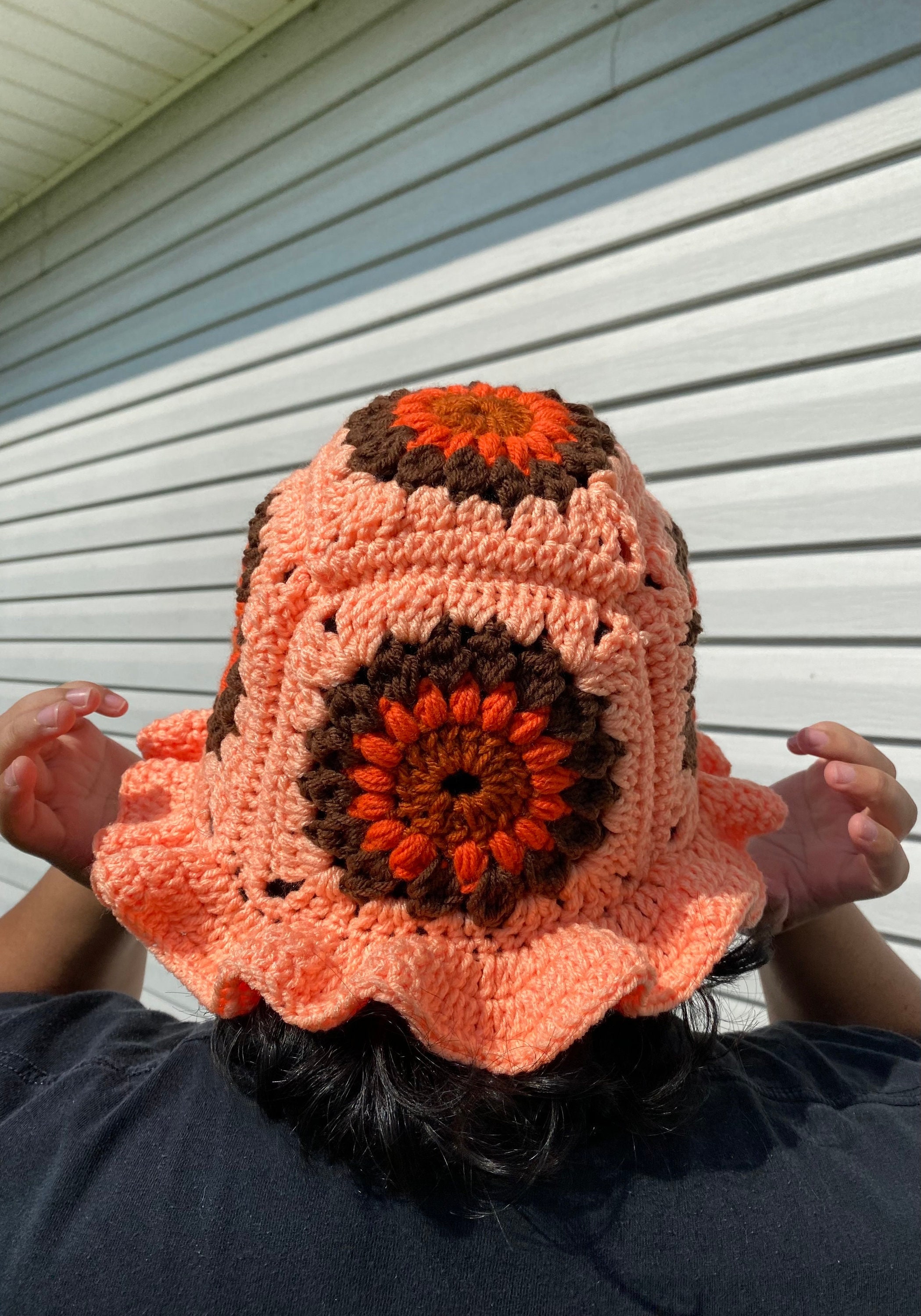 Crochet Sunburst Granny Square Bucket Hat - Etsy