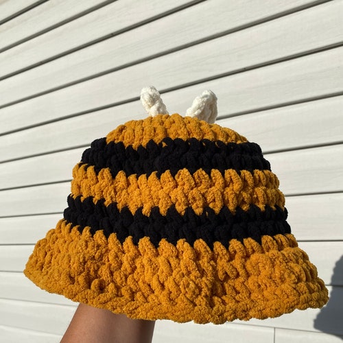 Crochet Puffy Bumblebee Bucket Hat - Etsy