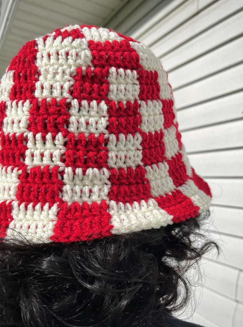 Crochet Checkered Bucket Hat - Etsy