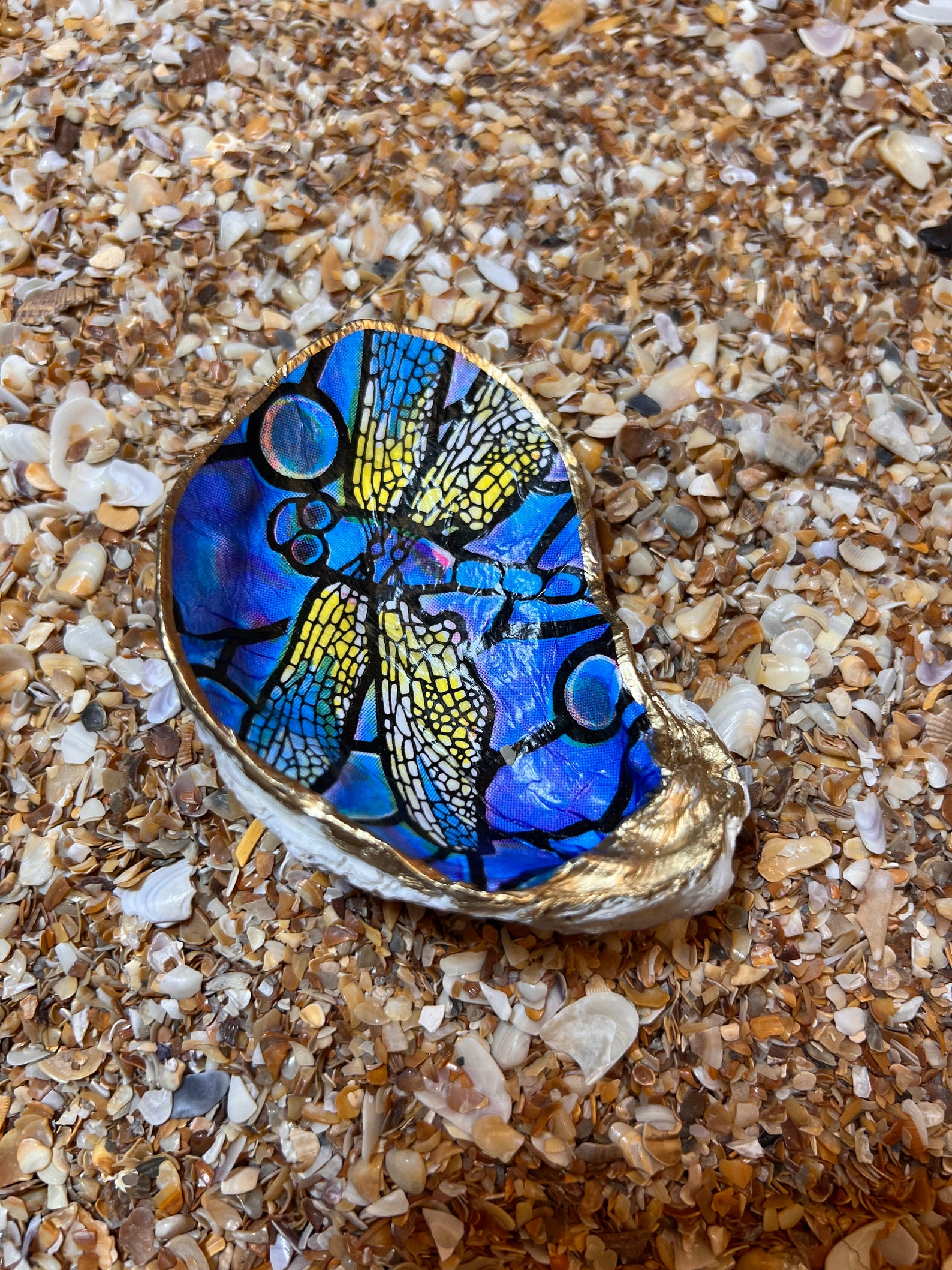DRAGON FLY Decoupaged OYSTER Shell Trinket Dish Birthday - Etsy
