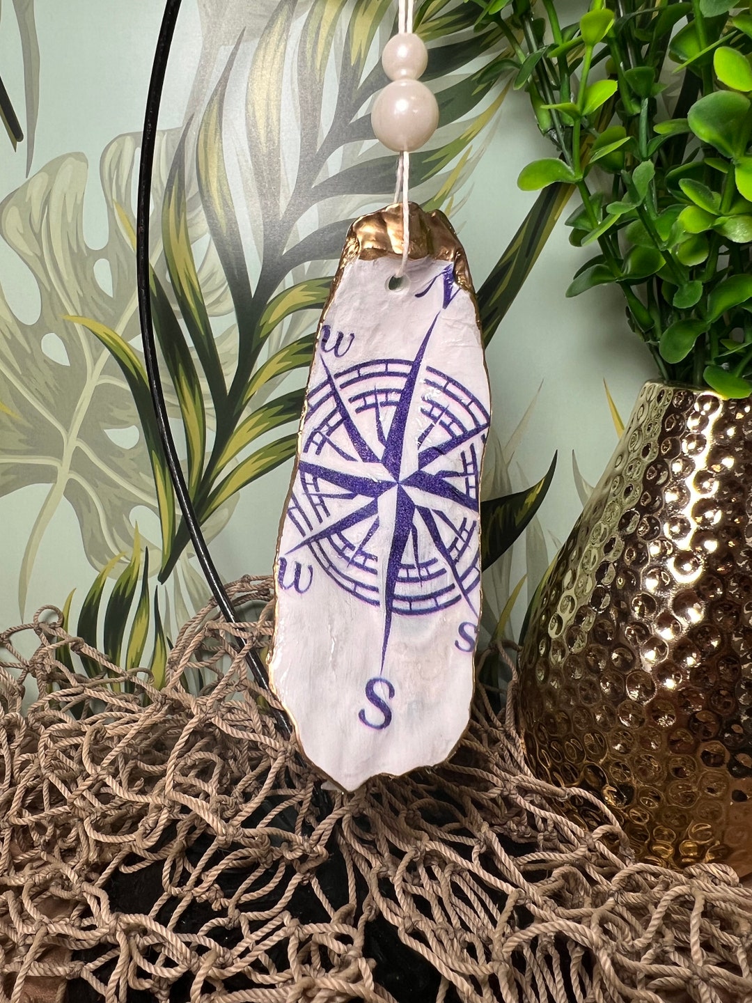 Compass Rose Decopauged OYSTER Shell Ornament - Etsy