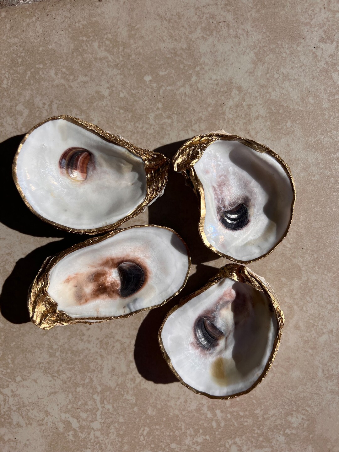 GOLD RIMMED Oyster Shells - Etsy