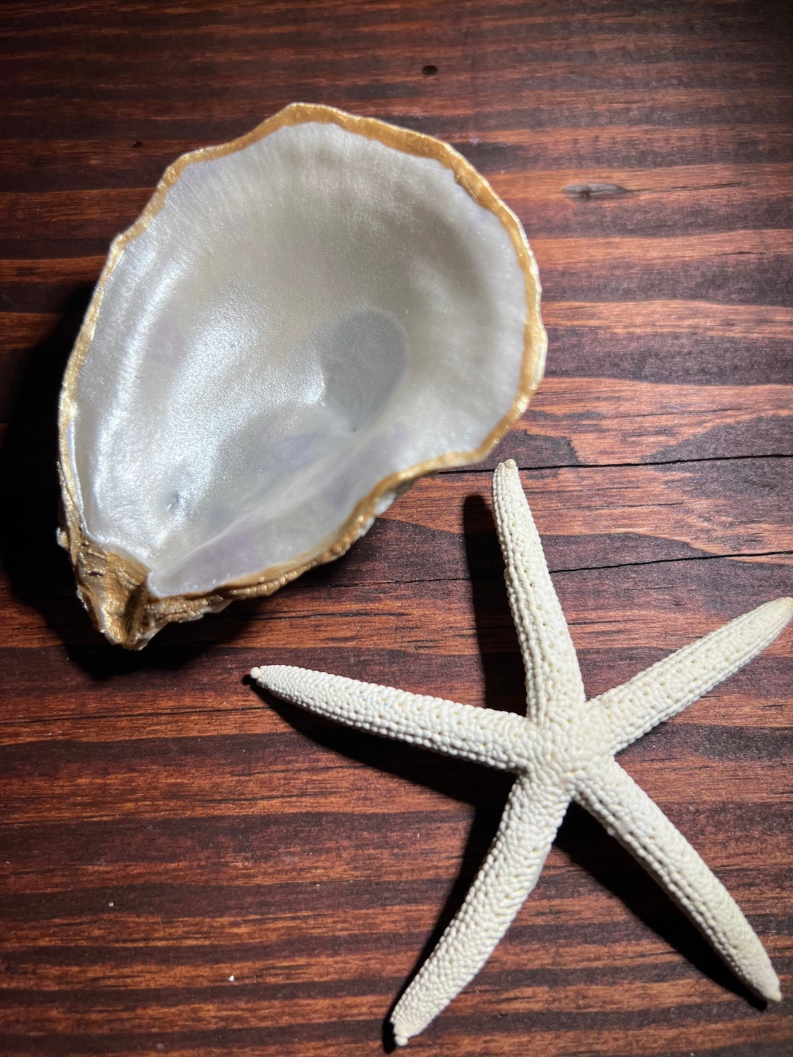Pearl Finish Oyster Shell Ring Dish Beachy Favors Small - Etsy