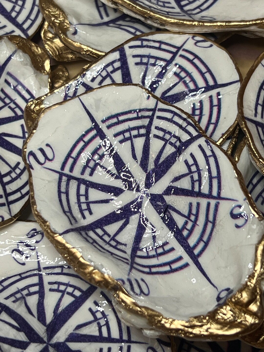 Compass Rose Decopauged OYSTER Shell - Etsy