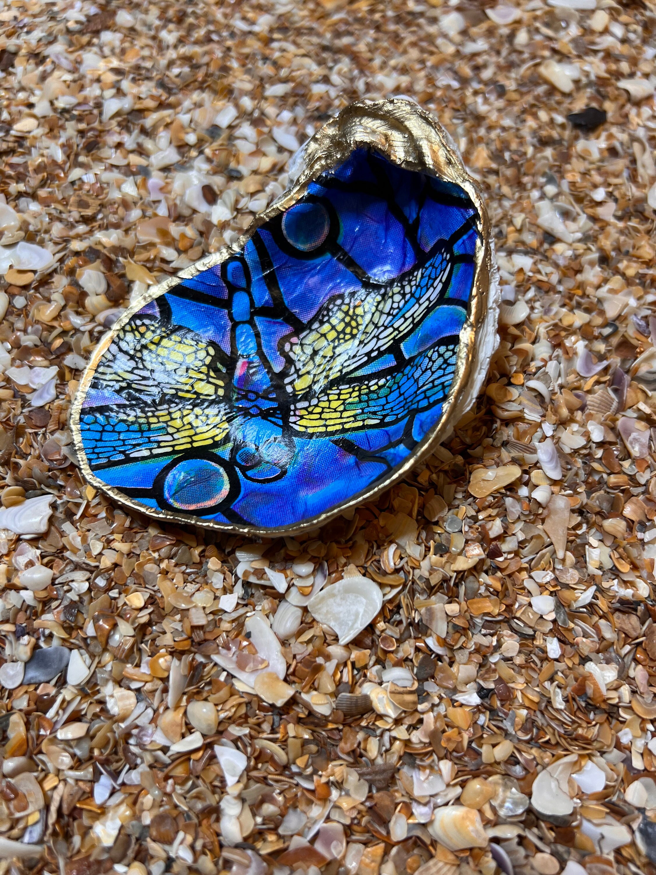 DRAGON FLY Decoupaged OYSTER Shell Trinket Dish Birthday - Etsy